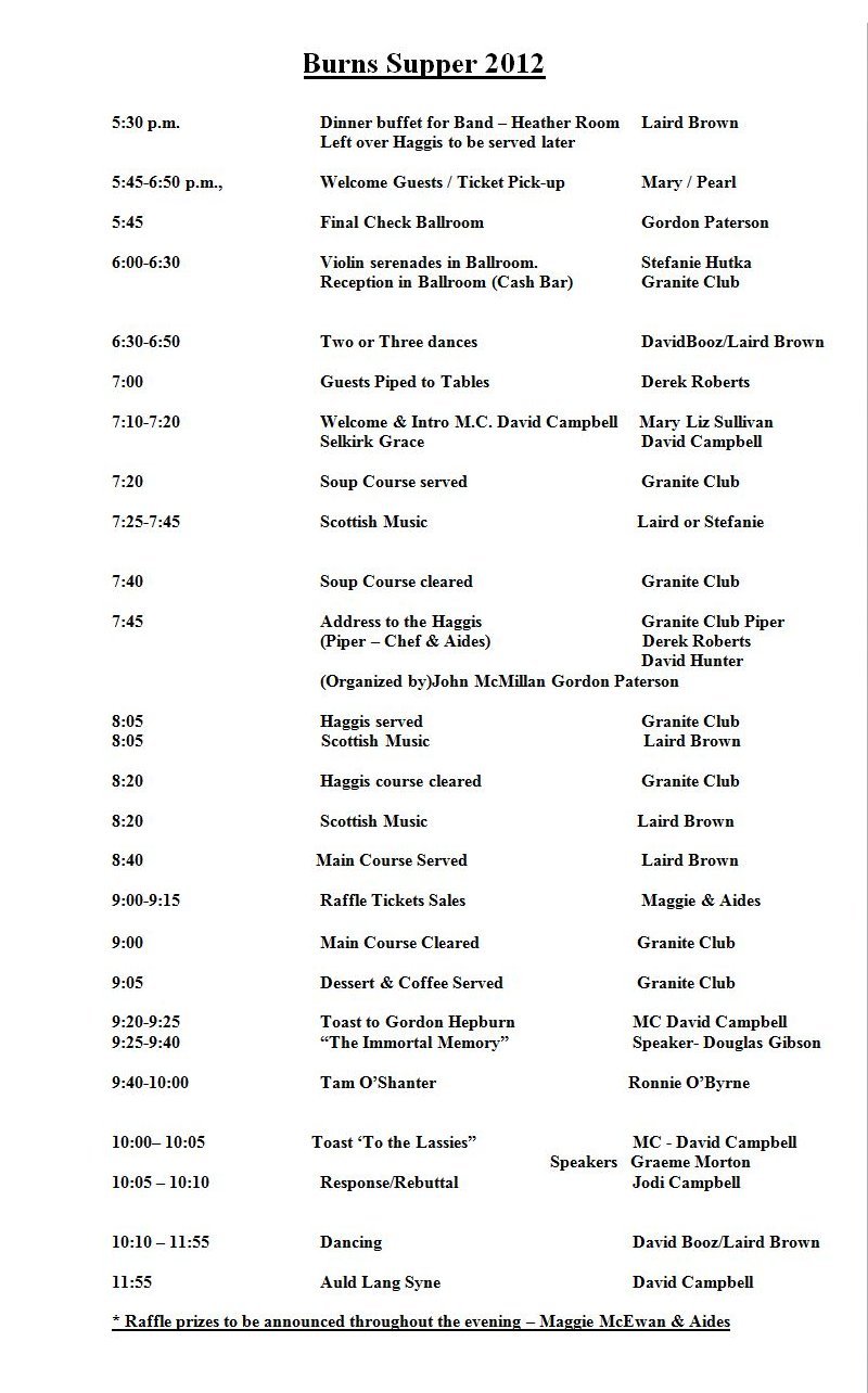 2012 BURNS NIGHT